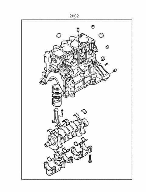21102-23C00 Genuine Hyundai Engine Assembly-Short