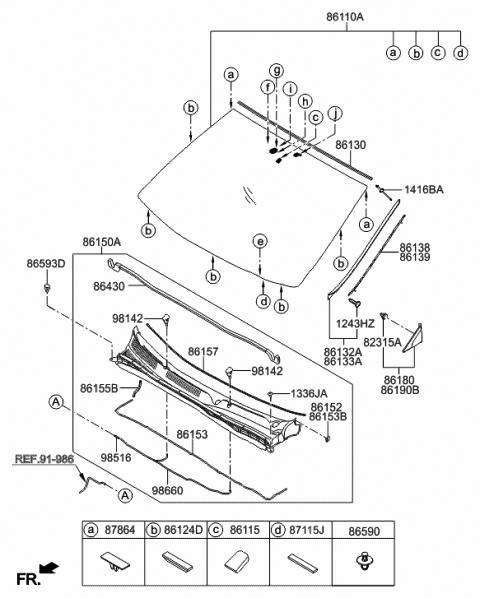 86156-3V000 Genuine Hyundai Pad-Cowl Top Cover,LH