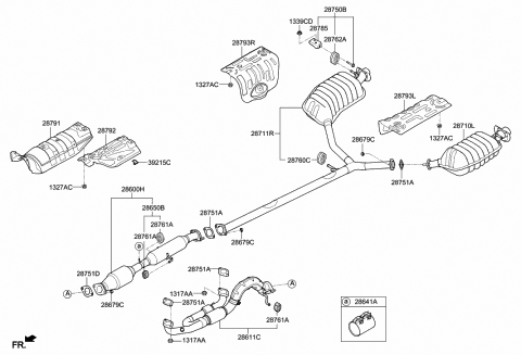 28710-3V740 Genuine Hyundai Rear Muffler Assembly, Left