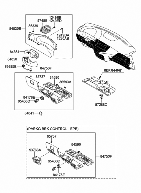 84750-3M200-V2 Genuine Hyundai Panel Assembly-Crash Pad Lower,LH