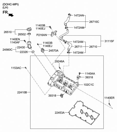 22470-3C070 Genuine Hyundai Bracket