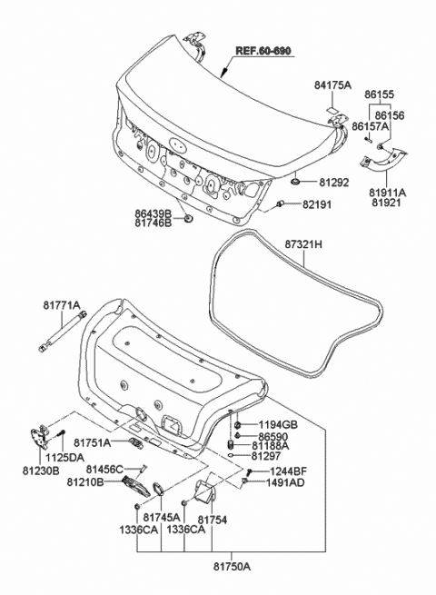 Trunk Lid Trim - 2010 Hyundai Genesis