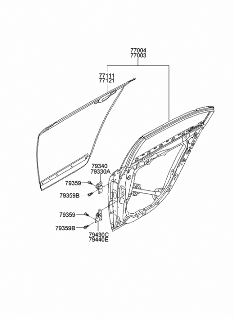 77004-3M000 Genuine Hyundai Panel Assembly-Rear Door,RH