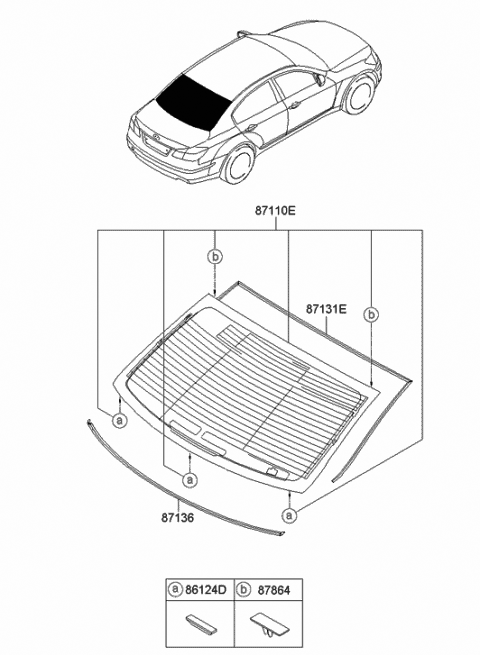 87131-3M000 Genuine Hyundai Moulding-Rear Window Glass