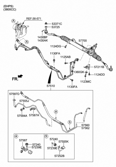 57560-3M800 Genuine Hyundai Tube & Hose Assembly-Return