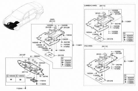 29110-D2000 Genuine Hyundai Panel Assembly-Under Cover,Front