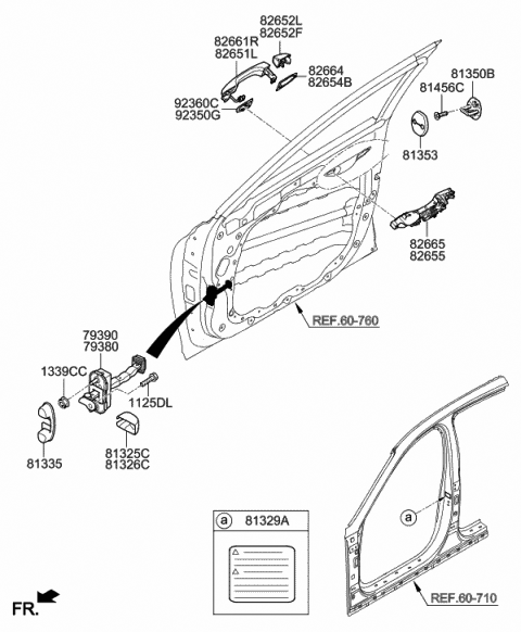 82652-D2010 Genuine Hyundai Cover-Front Door Outside Handle LH