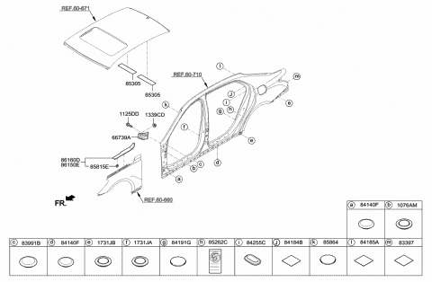 86561-D2000 Genuine Hyundai Cover Assembly-Fender Side,RH