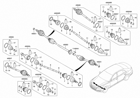 49560-D2100 Genuine Hyundai Bearing Bracket & Shaft Assembly