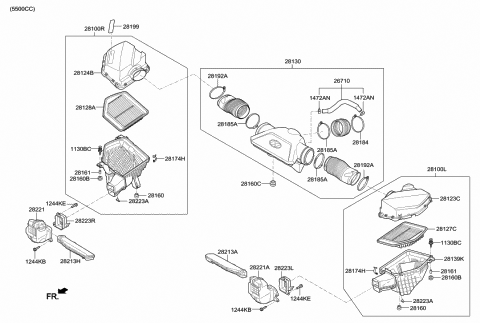28222-D2100 Genuine Hyundai Duct Assembly-Upper,RH