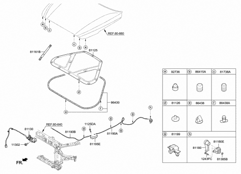 81190-D2000 Genuine Hyundai Cable Assembly-Hood Latch Release