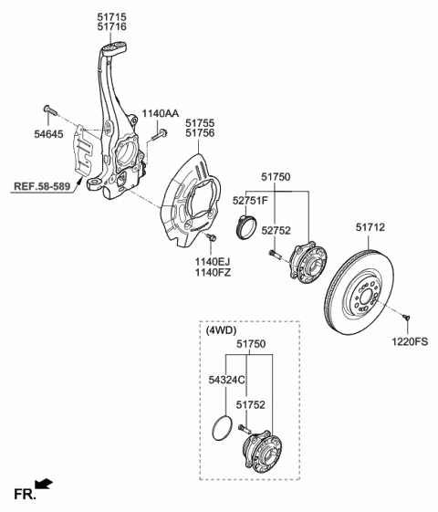 51710-D2001 Genuine Hyundai Knuckle-Front Axle,LH