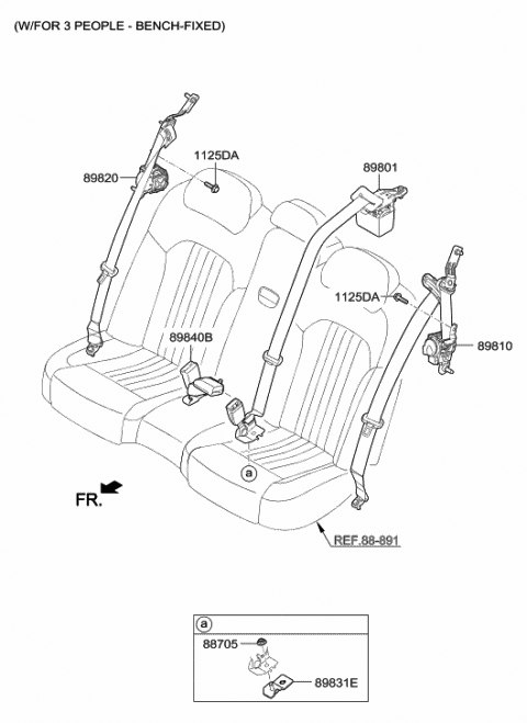 89820-D2500-NVH Genuine Hyundai Rear Right Seat Belt Assembly