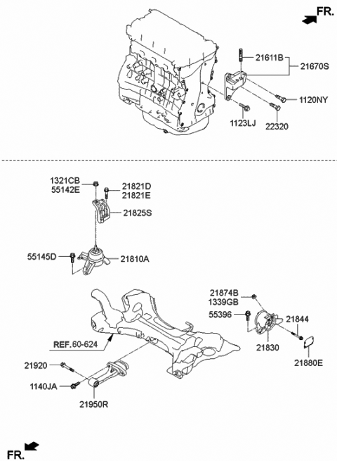 21810-4R100 Genuine Hyundai Engine Mounting Bracket Assembly