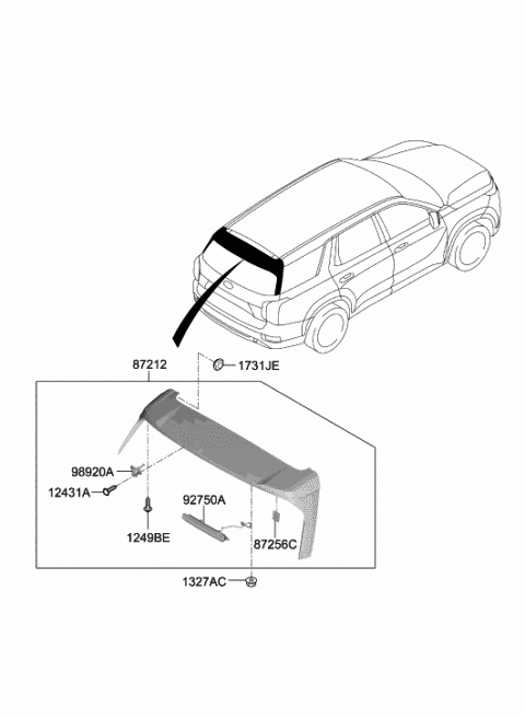 Roof Garnish & Rear Spoiler - 2020 Hyundai Palisade