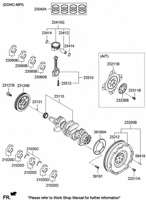 23040-2E000 - Genuine Hyundai RING SET-PISTON