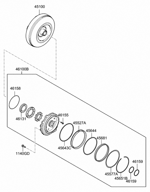 45100-3BHE0 Genuine Hyundai Converter Assembly-Torque