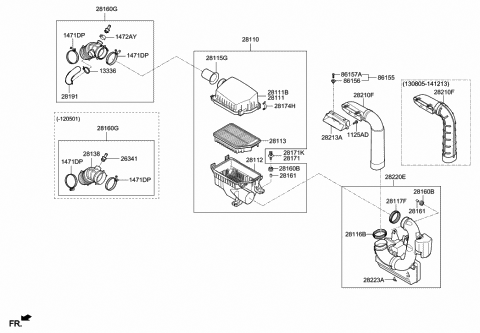28220-3X320 Genuine Hyundai Duct Assembly-Extension