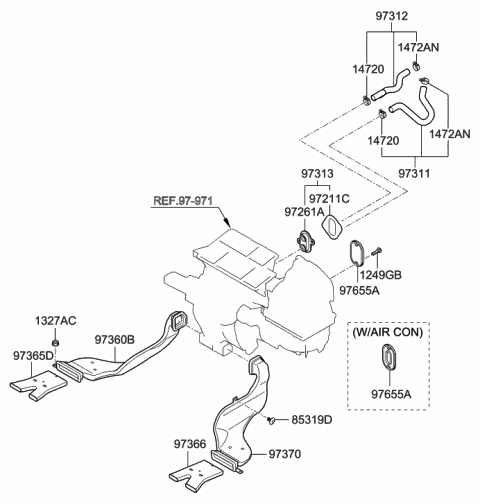 97312-2H200 Genuine Hyundai Hose-Heater Coolant Outlet