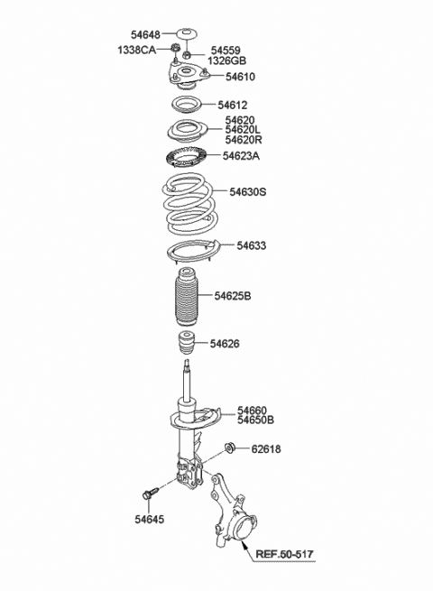 54661-2L200 Genuine Hyundai Strut Assembly, Front, Right