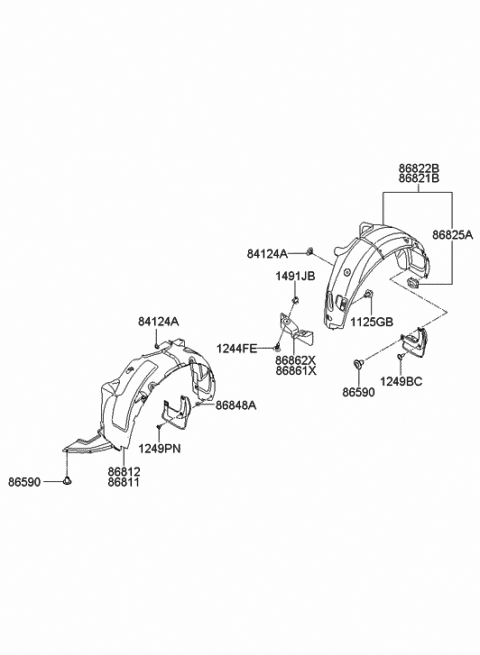 86811-2L000 Genuine Hyundai Front Wheel Guard Assembly,Left