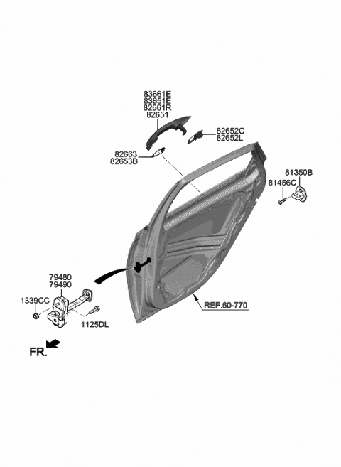 82652-L1000 Genuine Hyundai Cover-FR Dr O/S HDL LH