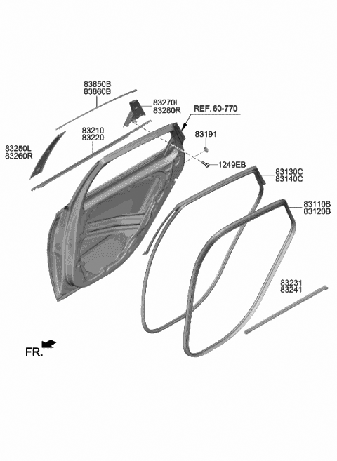 83210-L1000 Genuine Hyundai W/STRIP Assembly-RR Dr Belt O/S LH