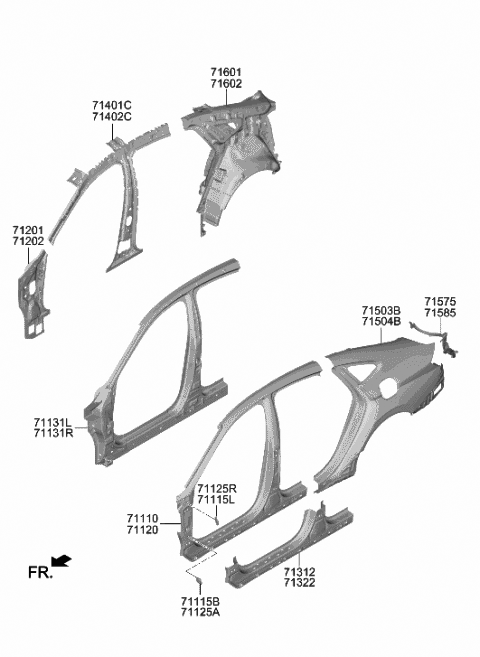 71115 L1000 Genuine Hyundai Brkt Assembly Fender Rr Upr Mtglh