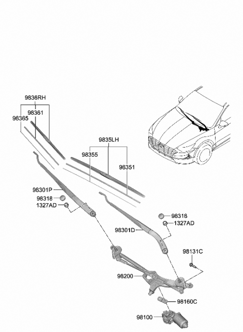 98120-L1000 Genuine Hyundai Linkage Assembly-Windshield Wiper