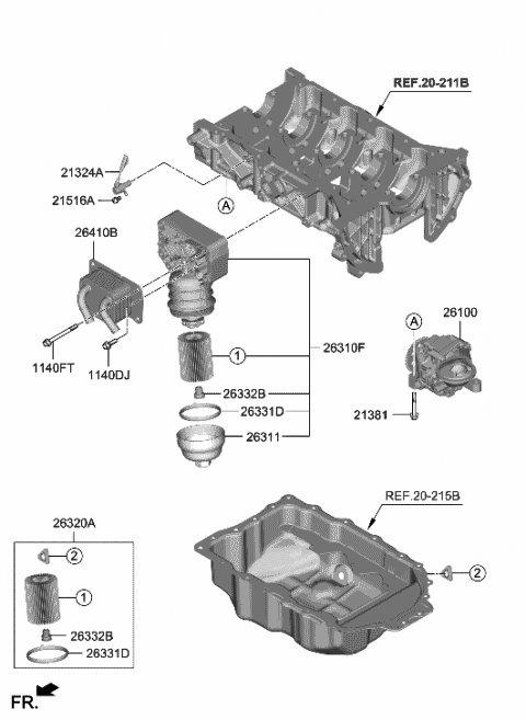 26350-2M000 Genuine Hyundai Oil Filter Service Kit