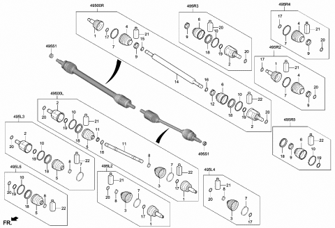 49500-L0000 Genuine Hyundai Shaft Assembly-Drive,LH