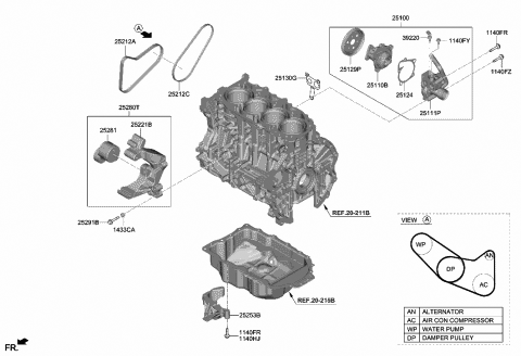 25253-2S000 Genuine Hyundai Bracket-Air Con,LWR