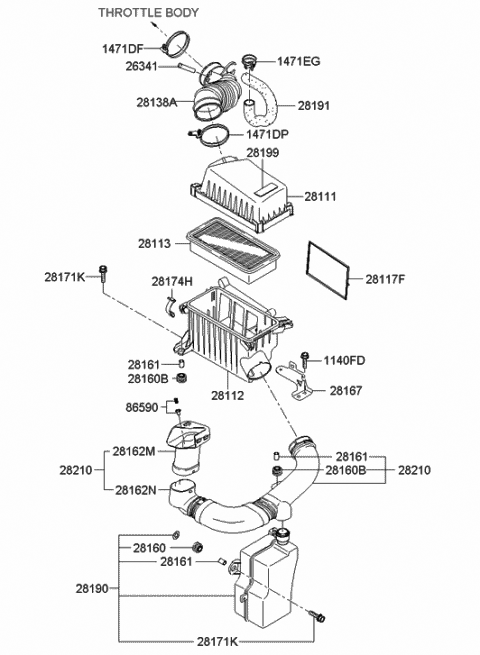 28212-1G000 Genuine Hyundai Duct "B"-Air