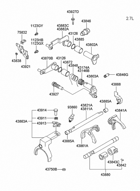 43883-39300 Genuine Hyundai Lever Assembly-Shift
