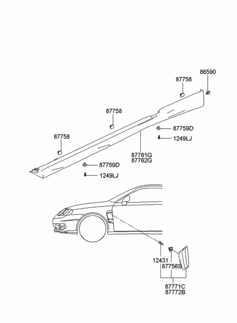 87754-2C000 Genuine Hyundai Moulding-Side Sill,RH