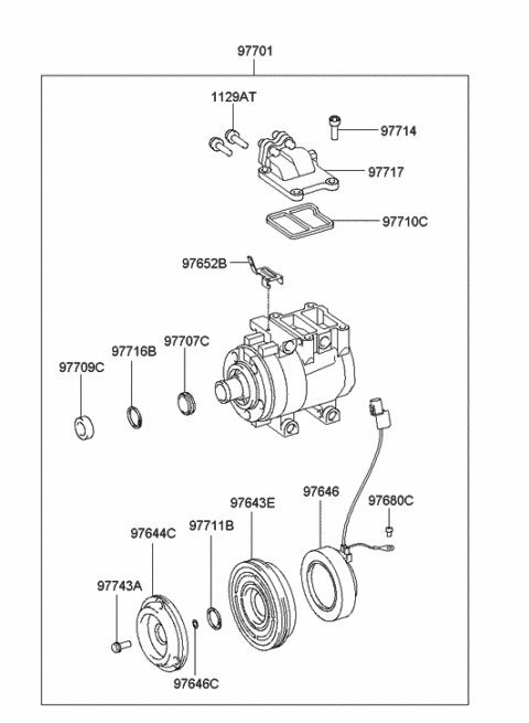 97701-2D100 Genuine Hyundai Compressor Assembly