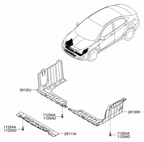 29110-1R600 Genuine Hyundai Panel-Under Cover Front