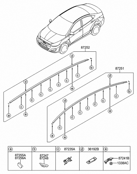 87249-1R000 Genuine Hyundai Clip-Roof Side MOULDING