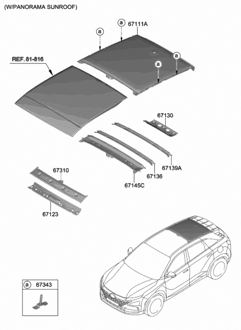 67182-M5000 Genuine Hyundai Rail-Roof Ctr NO.5