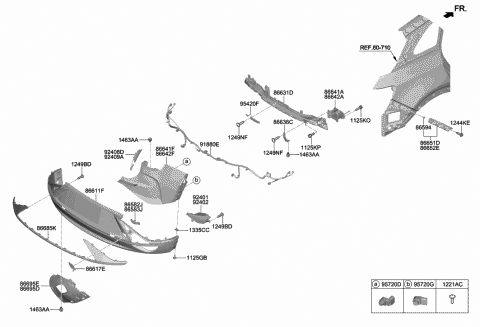 86691-M5000 Genuine Hyundai MOULDING Assembly-RR Bumper,LH