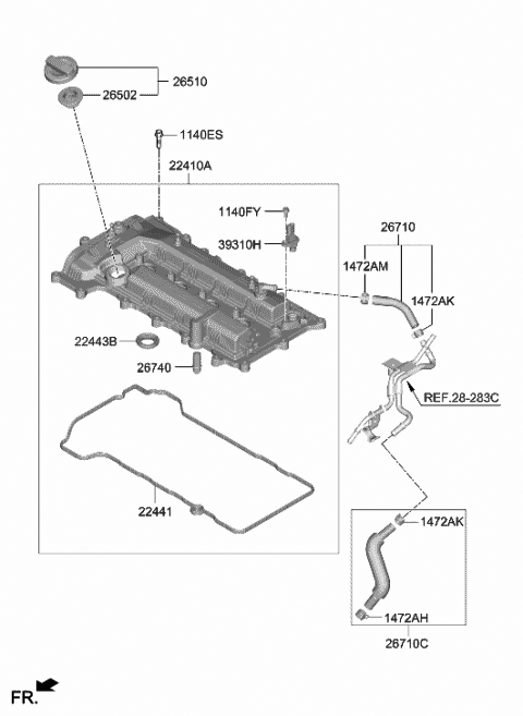 22441-2M010 Genuine Hyundai Gasket-Rocker Cover