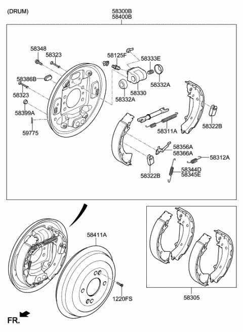 58411-0U000 Genuine Hyundai Drum Assembly-Rear Brake