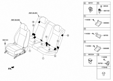 89751-H9000 Genuine Hyundai Bracket Assembly-Rear Seat Lower Side