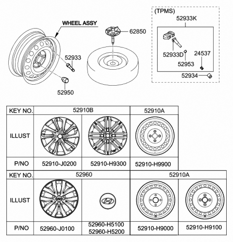 52910-H9100 Genuine Hyundai Steel Wheel Assembly
