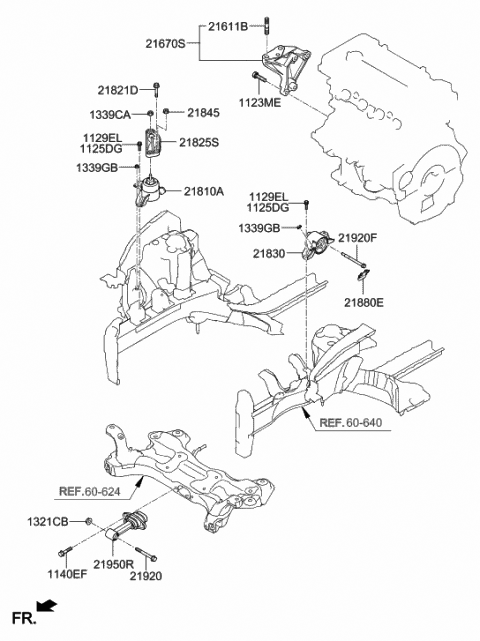 21670-2B100 Genuine Hyundai Engine Support Bracket Assembly