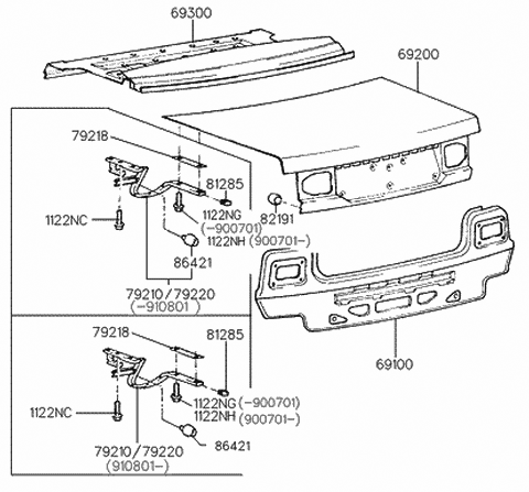 69100-23300 Genuine Hyundai Panel Assembly-Back