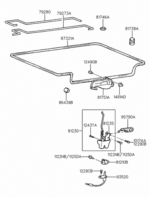 81240-23000 Genuine Hyundai Trunk Lid Latch Assembly