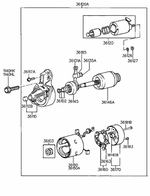 36100-22000 Genuine Hyundai Starter Assembly