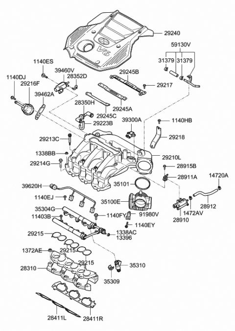 29223-3C020 Genuine Hyundai Hose-Vacuum