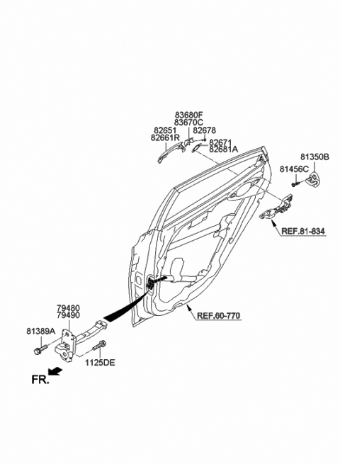 83662-3X030 Genuine Hyundai Cover-Rear Door Outside Handle,RH